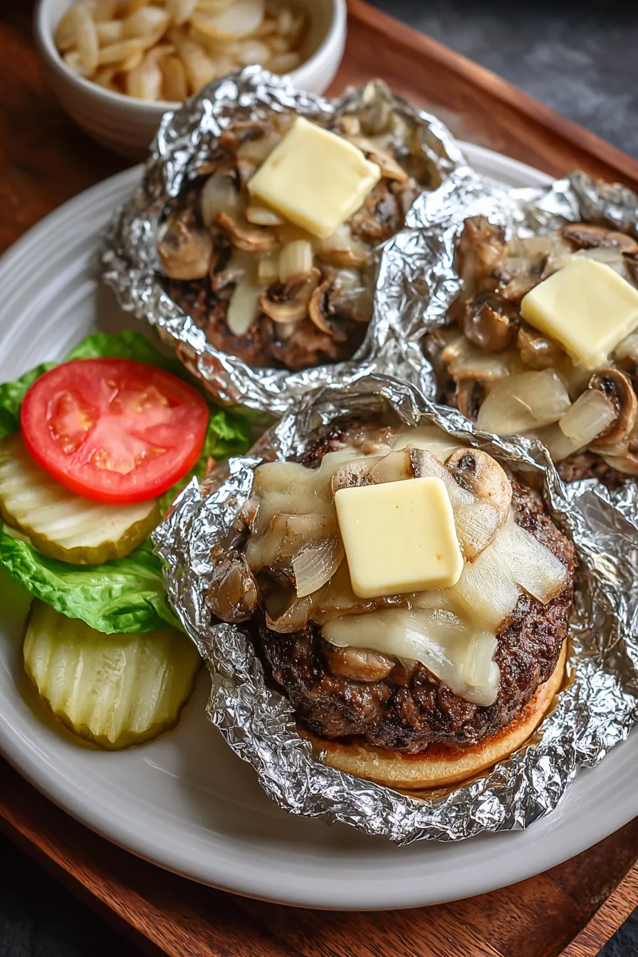 Mushroom and Swiss Burger Foil Packets – RecipeSophia