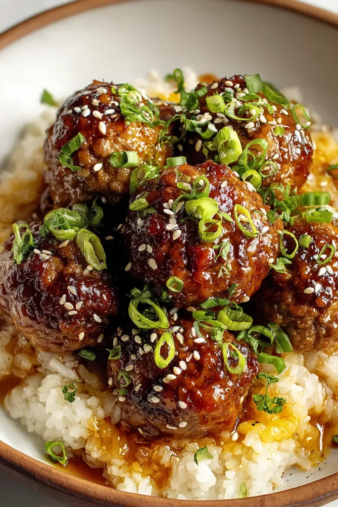Honey Garlic Meatball Rice Bake – RecipeSophia