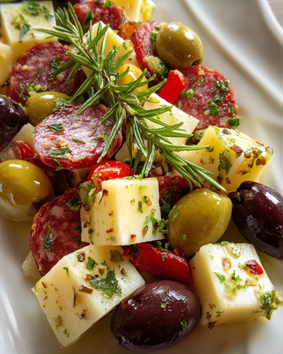 Marinated Cheese Appetizer with Salami & Green Olives – RecipeSophia