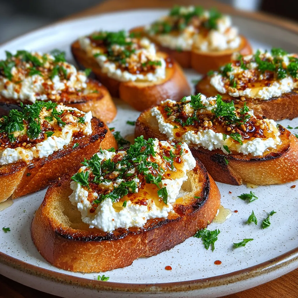 Sweet & Spicy Whipped Feta Crostini with Hot Honey – RecipeSophia